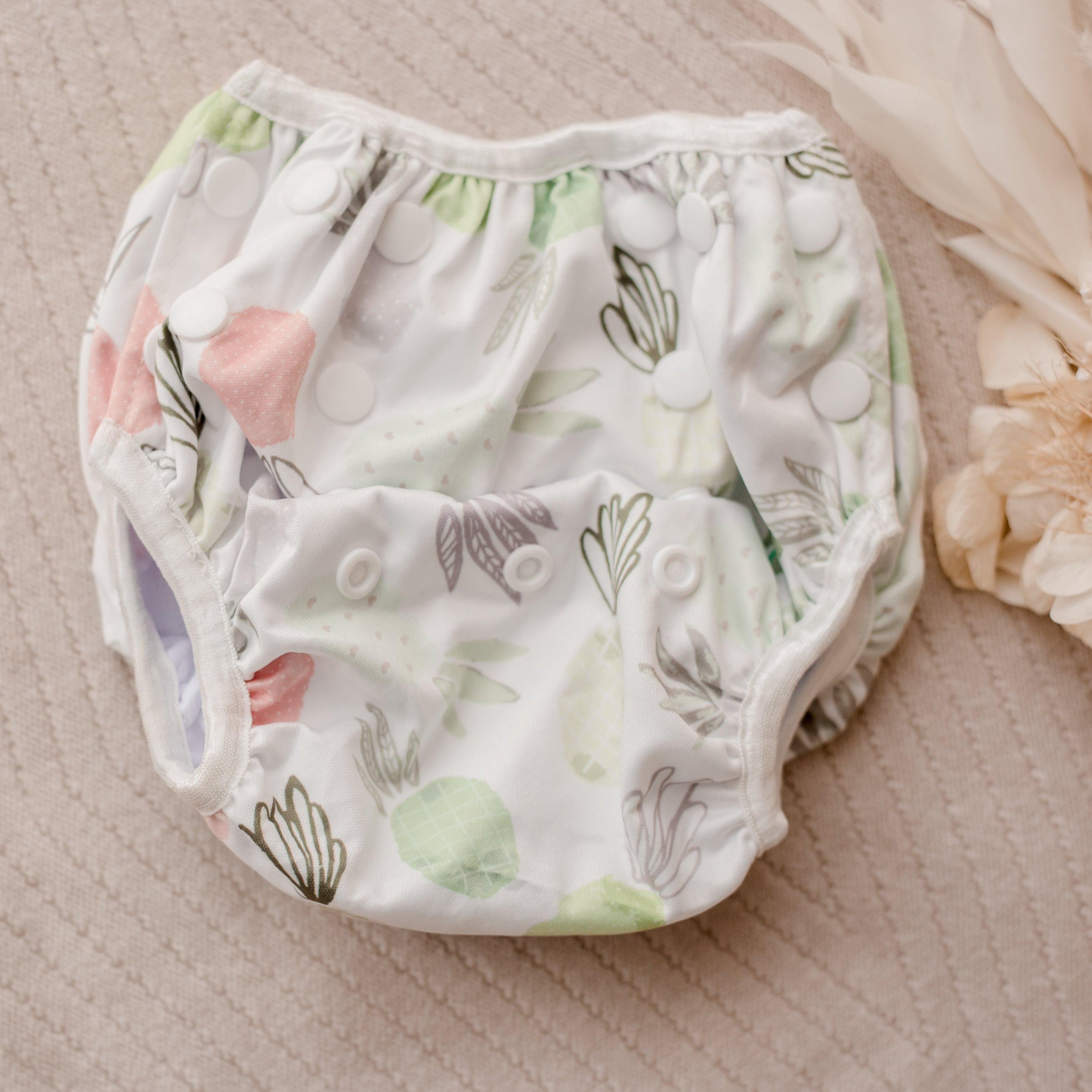 Waterproof Reusable Swimming Nappy - Green and Pink Pineapples by My ...
